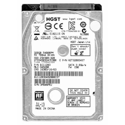 Жесткий диск Hitachi 0J11283 320Gb 5400 SATAII 2,5" HDD