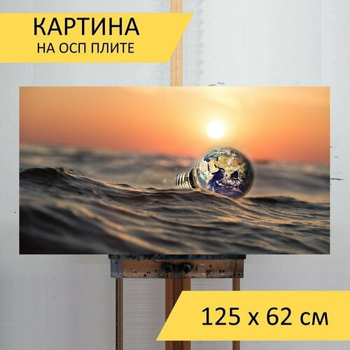 Картина на ОСП 125х62 см. "Море, природа, вода" горизонтальная, для интерьера, с креплениями