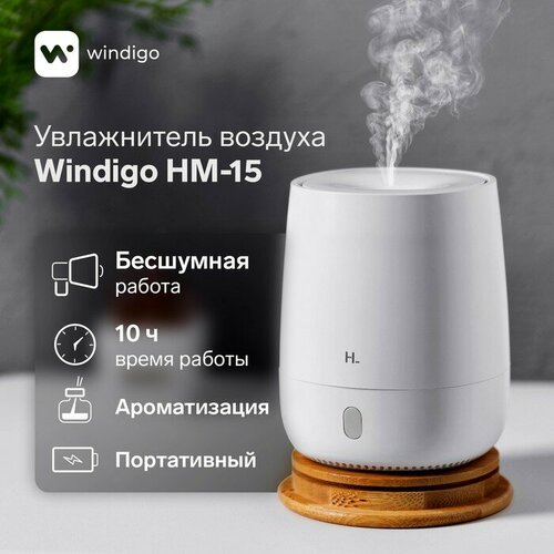 Windigo Увлажнитель воздуха Windigo HM-15, ультразвуковой, 120 мл, 5 Вт, USB Type-C, подсветка
