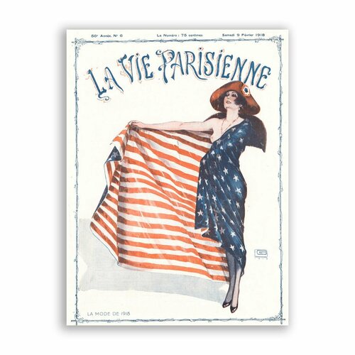 Постер на бумаге в стиле Пин-ап / La Vie Parisienne - La Mode de 1918 / Размер 60 x 80 см