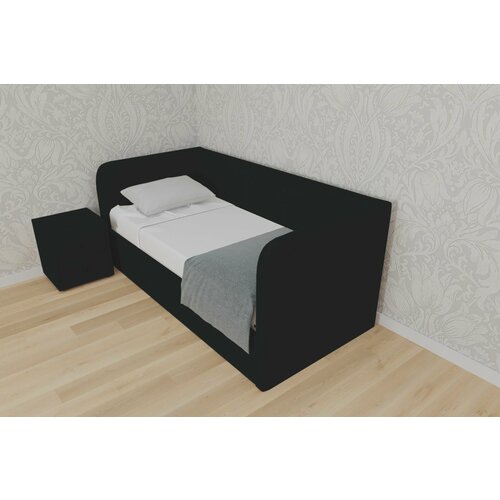 Односпальная кровать Рим-2 80x200 основание металлическое с ламелями велюр черный