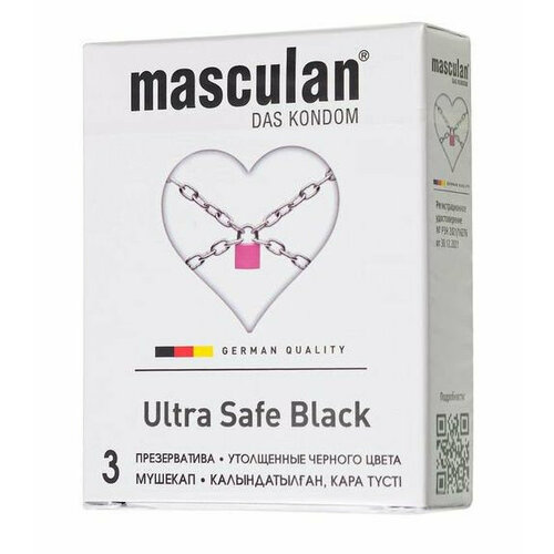 Ультрапрочные презервативы Masculan Ultra Safe Black - 3 шт. (цвет не указан)