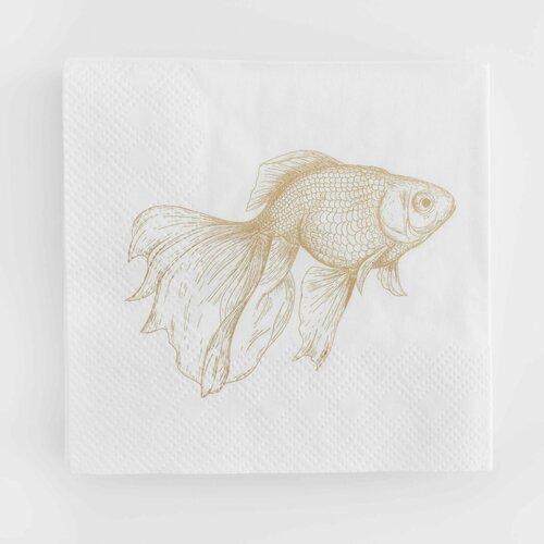 Салфетки бумажные, 21х21 см, 20 шт, белые, Рыбка, Goldfish