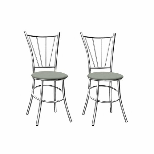Комплект стульев "Квартет-R-02" 2 шт - Серый (экокожа) / Хром (металл)
