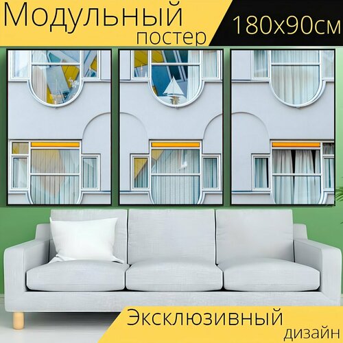Модульный постер "Строительство, дом, фасад" 180 x 90 см. для интерьера