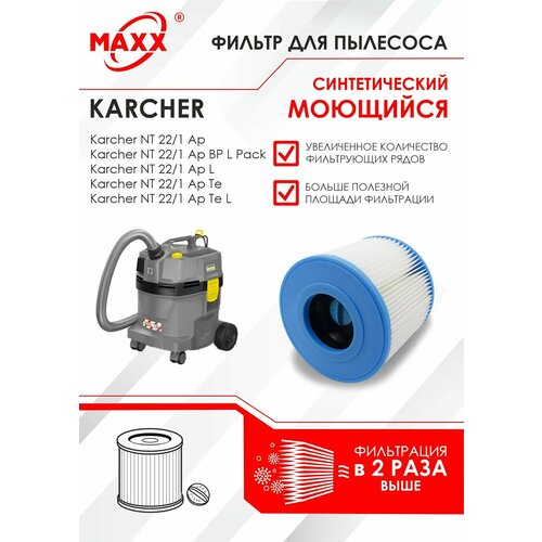 Фильтр синтетический, моющийся для пылесоса Karcher NT 22/1, Karcher NT 22/1 Ap Te