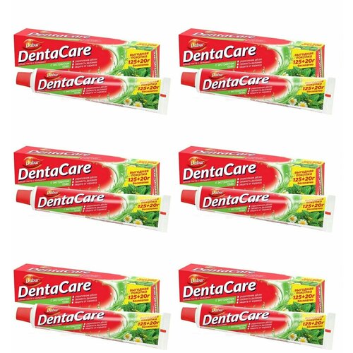 Dabur Зуюбная паста DentaCare, с Экстрактом трав, с кальцием, 125+20 г, 6 шт