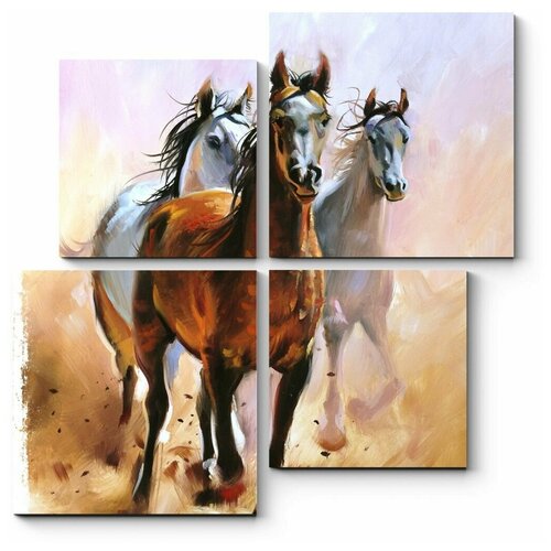 Модульная картина Трио бегущих по пустыне 60x60
