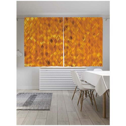 Классические шторы JoyArty "Пламенное золото", серия Oxford DeLux, 2 полотна 145x180 см