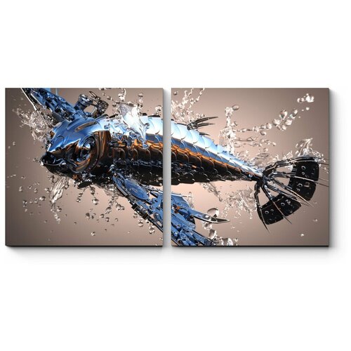 Модульная картина Стальная рыбка 180x90