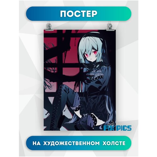 Постер на стену для интерьера девочка вампир в костюме горничной готическая мрачная девушка с яркими глазами аниме арт (376) 40х60 см