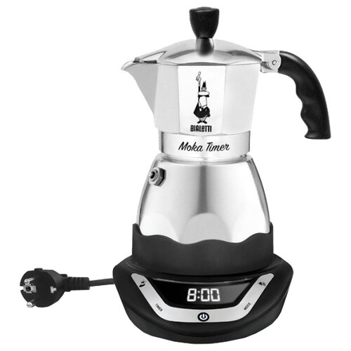 Кофеварка  гейзерная Bialetti Moka timer 3, серебристый/черный