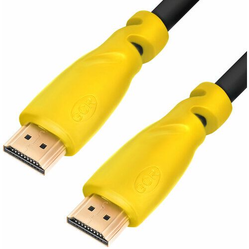 Greenconnect Кабель 5.0m HDMI версия 1.4, черный, желтые коннекторы, OD7.3mm, 30/30 AWG, позолоченные контакты, Ethernet 10.2 Гбит/с, 3D, 4K GCR-HM340-5.0m, экран Greenconnect HDMI (m) - HDMI (m) 5м (GCR-HM340-5.0m)
