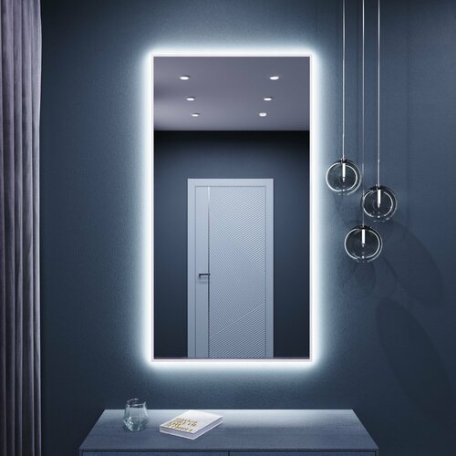 Зеркало с подсветкой в алюминиевой раме настенное ONE MARKET 130х70 см. Свет: Нейтральный Белый 6000К. Белое