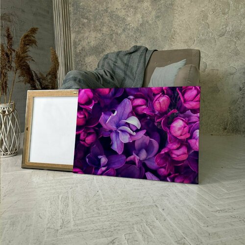 Картина на холсте (Ярко-розовые бутоны цветов сирени ) 40 60 см/ для интерьера/в комнату/на стену/в подарок