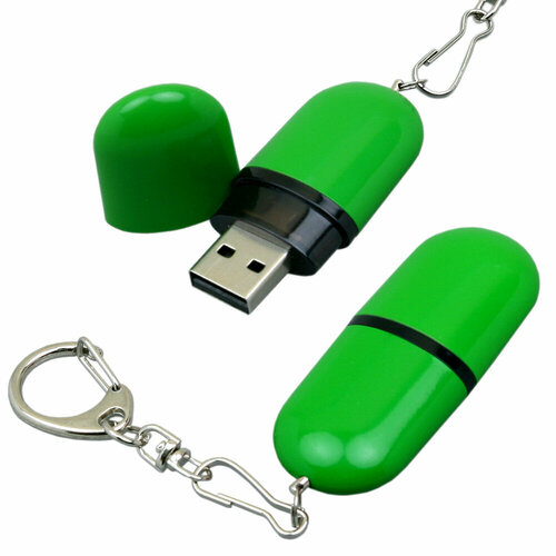 Каплевидная пластиковая флешка для нанесения логотипа (16 Гб / GB USB 2.0 Зеленый/Green 015 PL004)