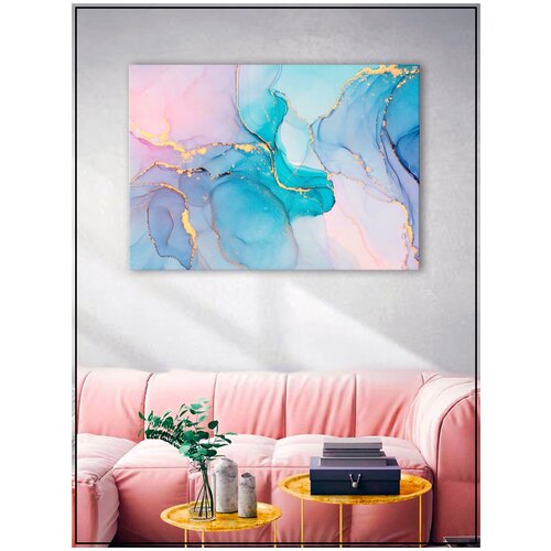 Картина для интерьера на натуральном хлопковом холсте "Абстрактный разноцветный мрамор", 30*40см, холст на подрамнике, картина в подарок