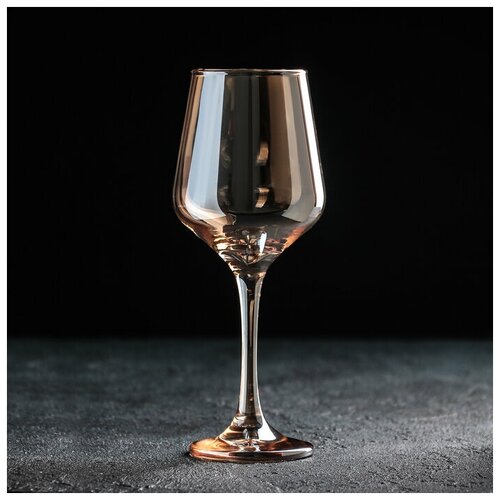 Бокал для вина "Кьянти", 400 мл, 8,5x22 см, цвет золотой, фужер стеклянный для алкогольных напитков