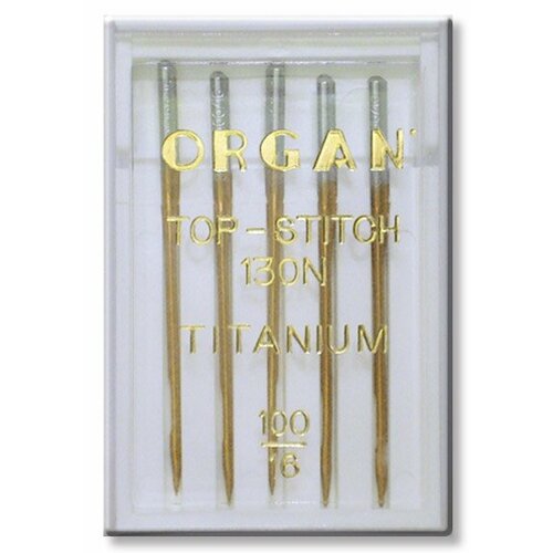 Иглы ORGAN "Top-Stitch", Titanium, для бытовых швейных машин, 5616100, №100, в пенале, 5 шт