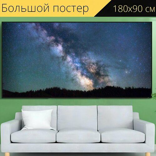 Большой постер "Астрономия, созвездие, темный" 180 x 90 см. для интерьера