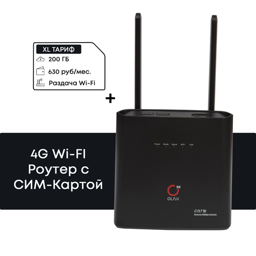 4G Роутер WiFi с сим картой 200 ГБ на Теле2