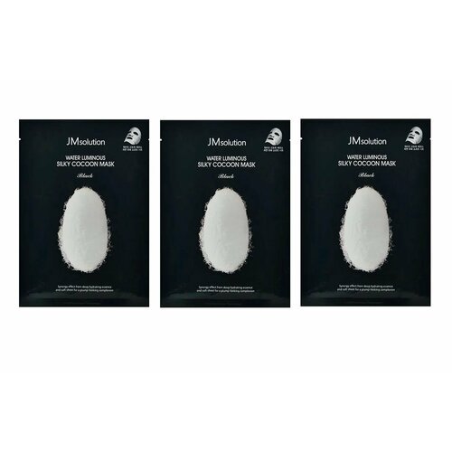 JMSolution Маска тканевая для лица для упругости кожи с протеинами шелка water luminous silky cocoon mask black, 35 мл, 3 шт