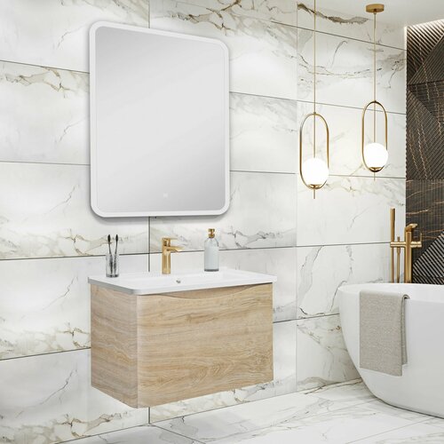 Мебель для ванной / Runo / Тоскана 60 с зерк Руан 60х80 светлое дерево / с умывальником Никсон 60