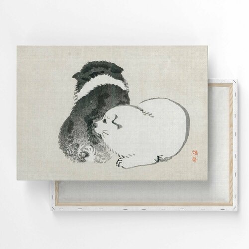 Картина на холсте, репродукция / Байрэй, Коно - Black and white puppies / Размер 30 x 40 см