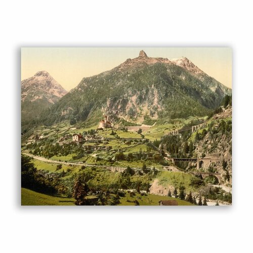 Постер, плакат на бумаге / Wassen, the tunnels, St. Gotthard Railway, Switzerland / Размер 80 x 106 см