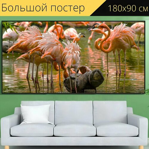 Большой постер "Природа, птицы, дикая жизнь" 180 x 90 см. для интерьера