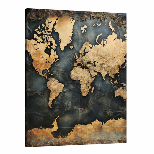 Интерьерная картина 50х70 "Мир в карте: границы и возможности"