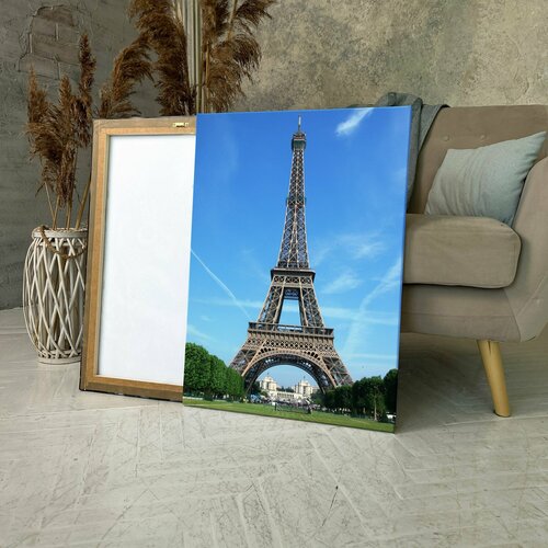 Картина на холсте (эйфелева башня франция достопримечательности эльфивая в париже) 80x100 см/для интерьера/в комнату/на стену/в подарок