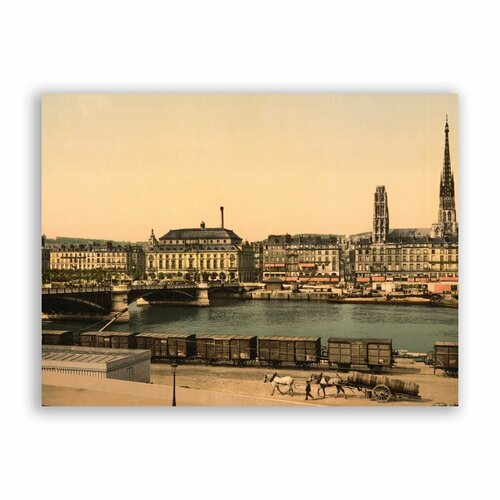 Постер, плакат на бумаге / The Boieldieu Bridge from St. Sever, Rouen, France / Размер 60 x 80 см