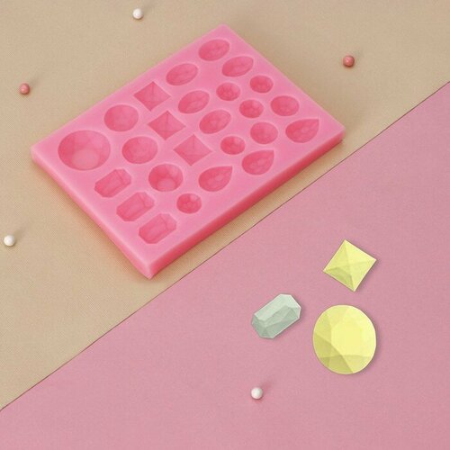 Молд Доляна «Драгоценные камни», силикон, 13,4×9,8 см, цвет розовый