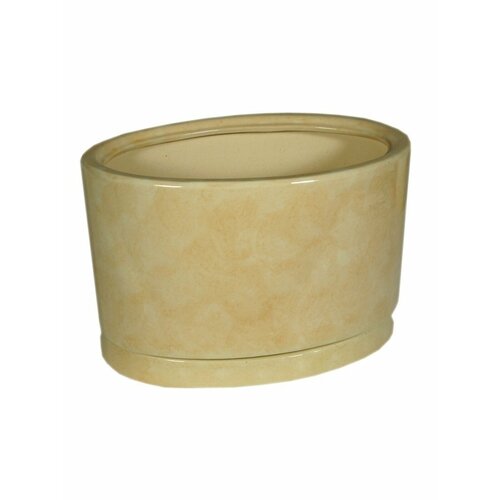 Горшок для бонсая с поддоном керамика Овал №2 бонсайница бежевый 4,5л