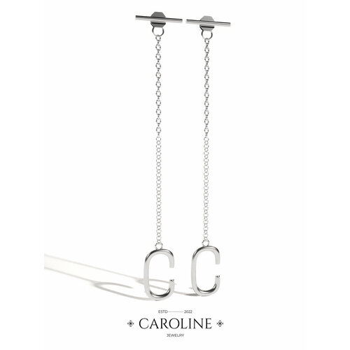Серьги пусеты Caroline Jewelry, жемчуг имитация, кристалл, серебряный