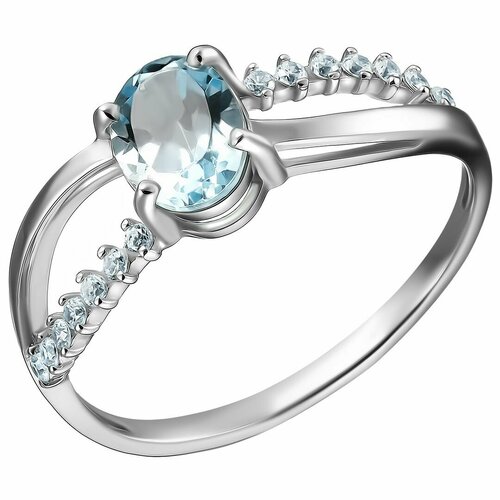 Перстень UVI Ювелирочка Серебряное кольцо 925 пробы с Топазом и Фианитами, серебро, 925 проба, родирование, фианит, топаз, размер 18, бесцветный, серебряный