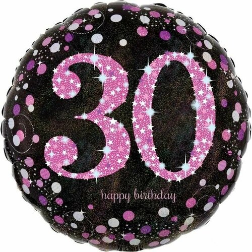 Воздушный шар, Весёлая затея, Сверкающий День рождения 30 розовый