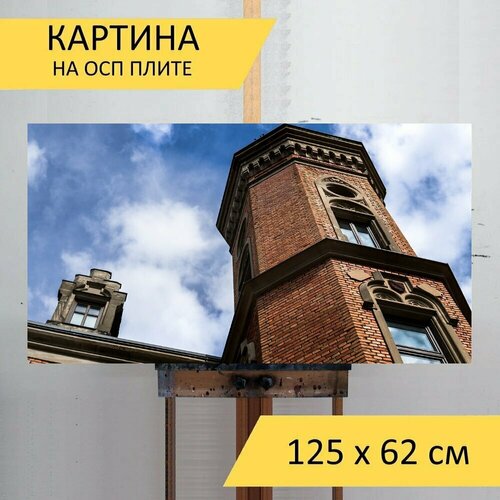 Картина на ОСП 125х62 см. "Австрия, архитектура, строительство" горизонтальная, для интерьера, с креплениями