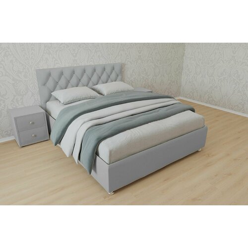 Односпальная кровать Версаль 120x200 основание металлическое с ламелями велюр серый ножки 5 см