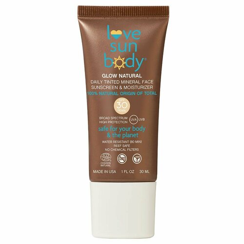 Love Sun Body Glow Натуральный ежедневный окрашенный минеральный солнцезащитный крем и увлажнитель для лица (Жемчуг) SPF30 30мл