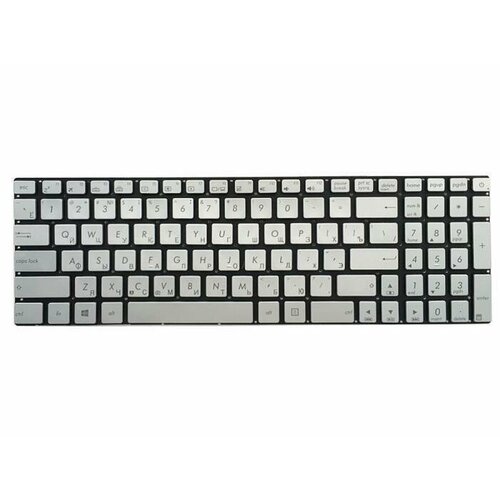 Клавиатура ZeepDeep для ноутбука Asus G771, N551, ROG GL552JX, GL552VL, GL552VW, GL552VX, N552VX, серебристая, без рамки, с подсветкой, гор. Enter