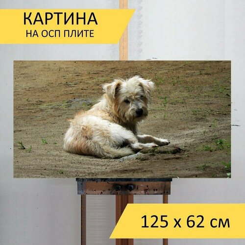 Картина на ОСП 125х62 см. "Собака, животное, внутренние" горизонтальная, для интерьера, с креплениями