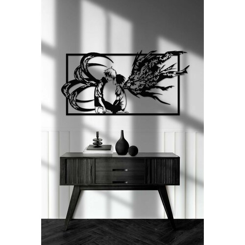 Декоративное панно деревянное, Аниме пара (черный цвет)
