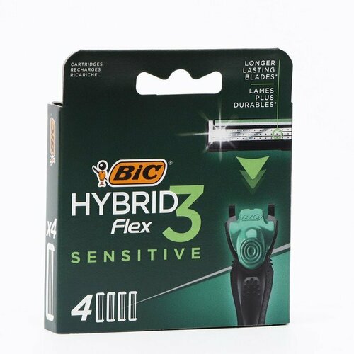 Сменные кассеты для бритья BIC Hybrid 3 Sensitive, 4 шт. (комплект из 2 шт)