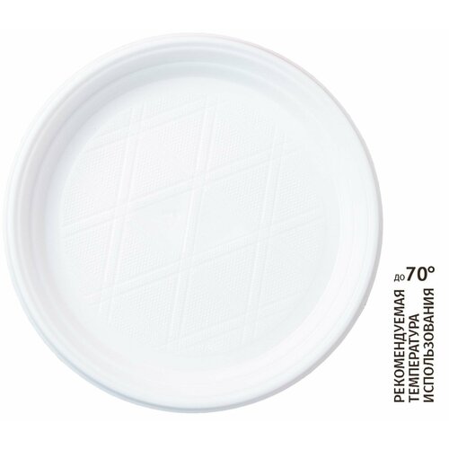 Комус Тарелки одноразовые пластиковые Эконом, 16.5 см, 100 шт., белый