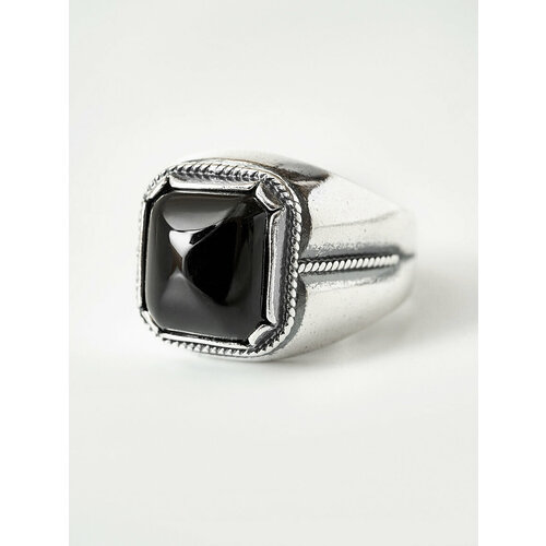Печатка Shine & Beauty, кристаллы Preciosa, размер 19, серебряный, черный