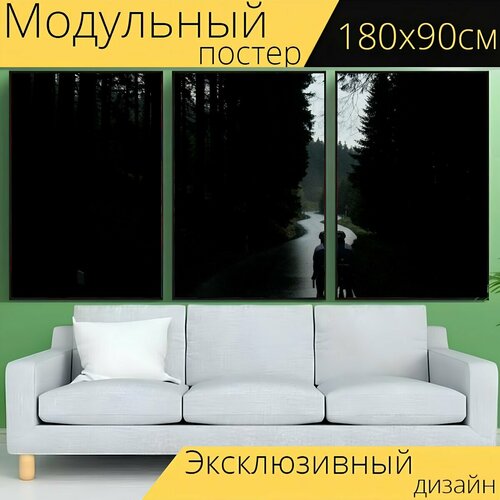 Модульный постер "Велосипед, кататься на велосипеде, циклы" 180 x 90 см. для интерьера