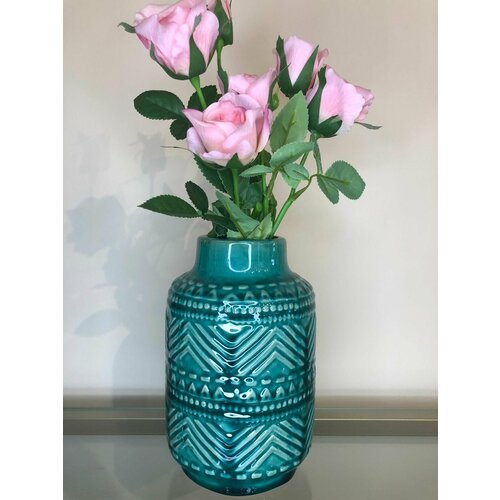 Ваза зеленая 20 см, керамическая, декоративная, ваза для цветов, красивая, оригинальная