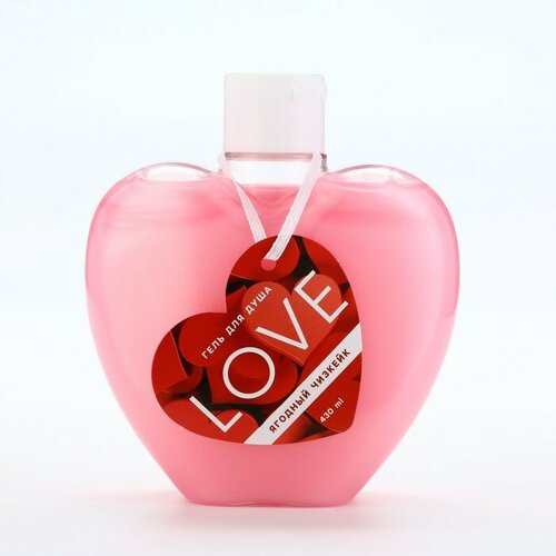 Гель для душа «Love», 430 мл, аромат ягодный чизкейк, чистое счастье